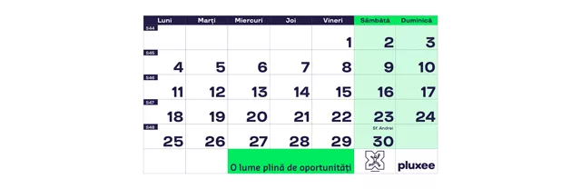 Calendar zile lucratoare 2024 | Pluxee